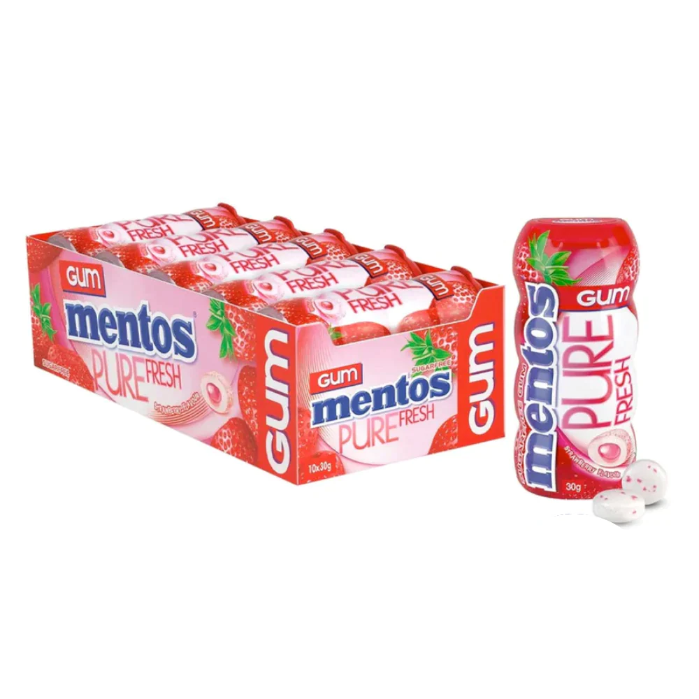 Mentos Gum Pure Fresh Strawberry 10 x 30g - JWare