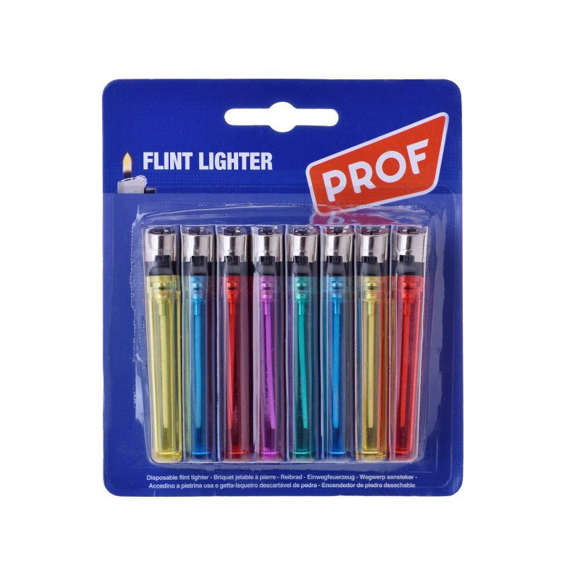 Prof Transparent Flint Lighter - 8 Pack - JWare
